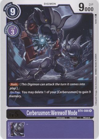 Cerberusmon: Werewolf Mode - BT4-086 - Rare - Digimon Card - Great Leg ...