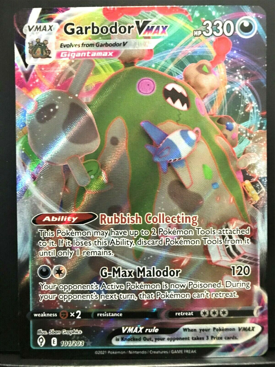 Pokemon Card Garbodor VMAX 101/203 Full Art Ultra Rare Evolving Skies ...